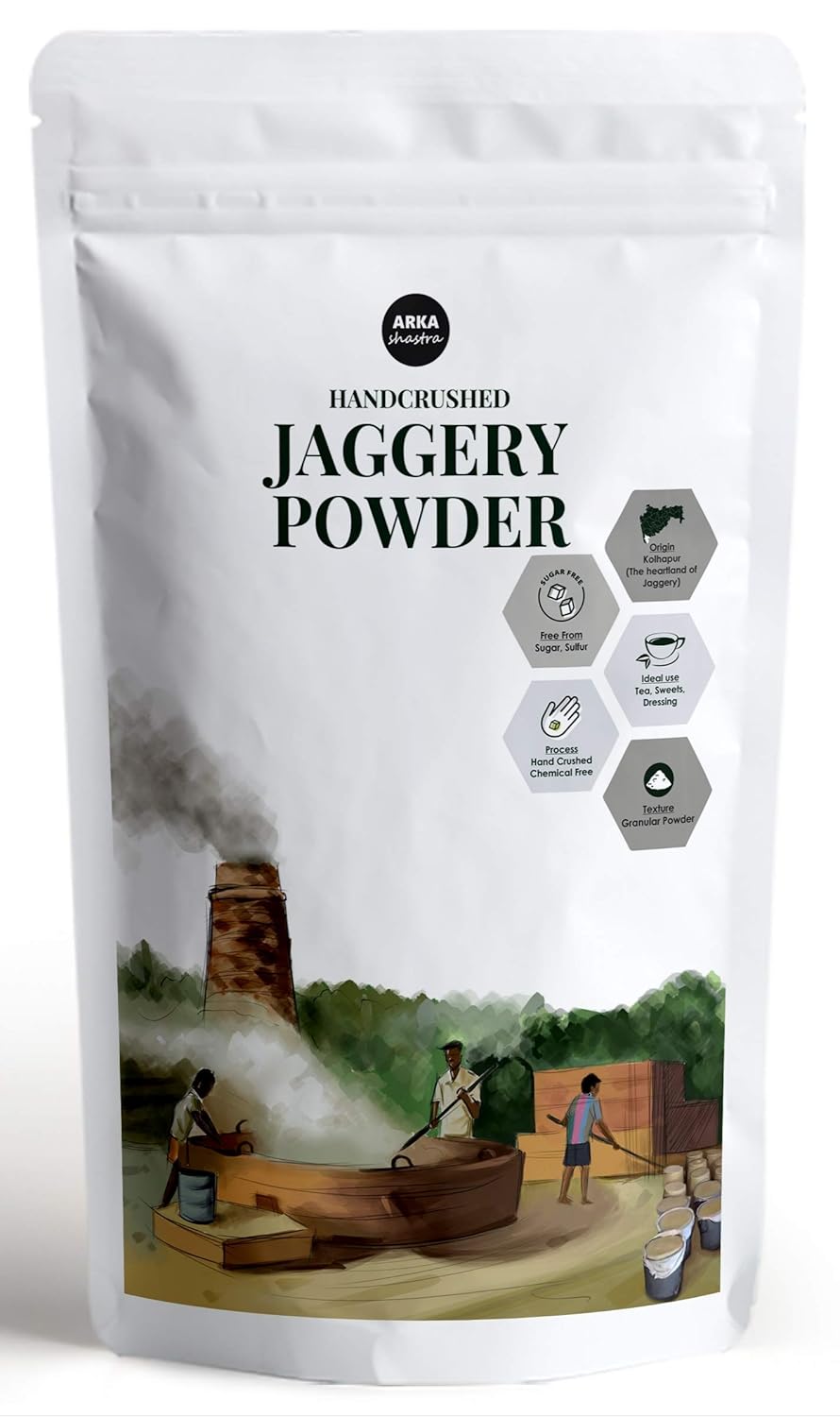ArkaShastra Farm Jaggery Powder 500 GM - Hand Crushed, Traditionally ...