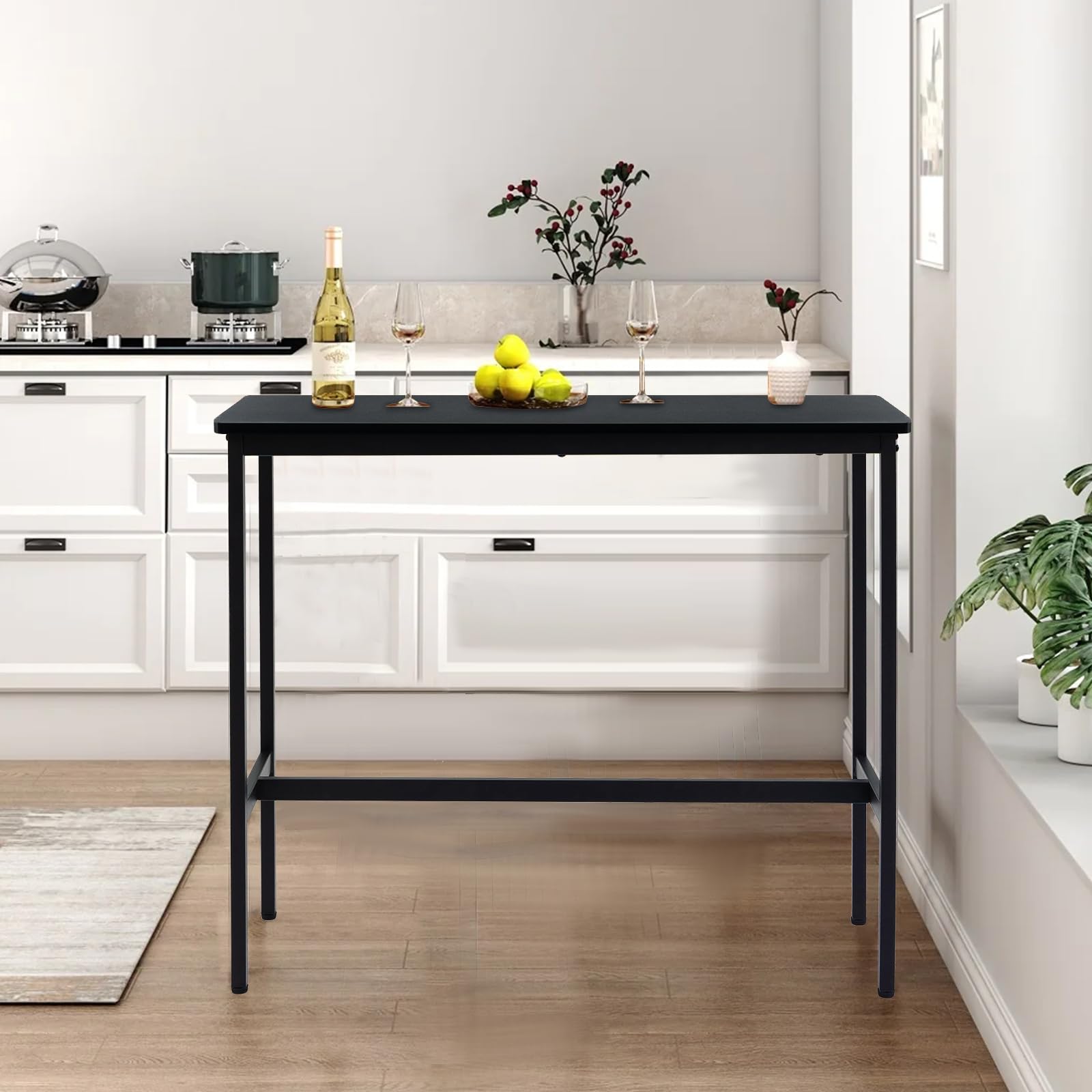 Rongbuk 44.5" Bar Table,Pub Table with Adjustable Feet Floor Protector, Narrow Rectangular ...
