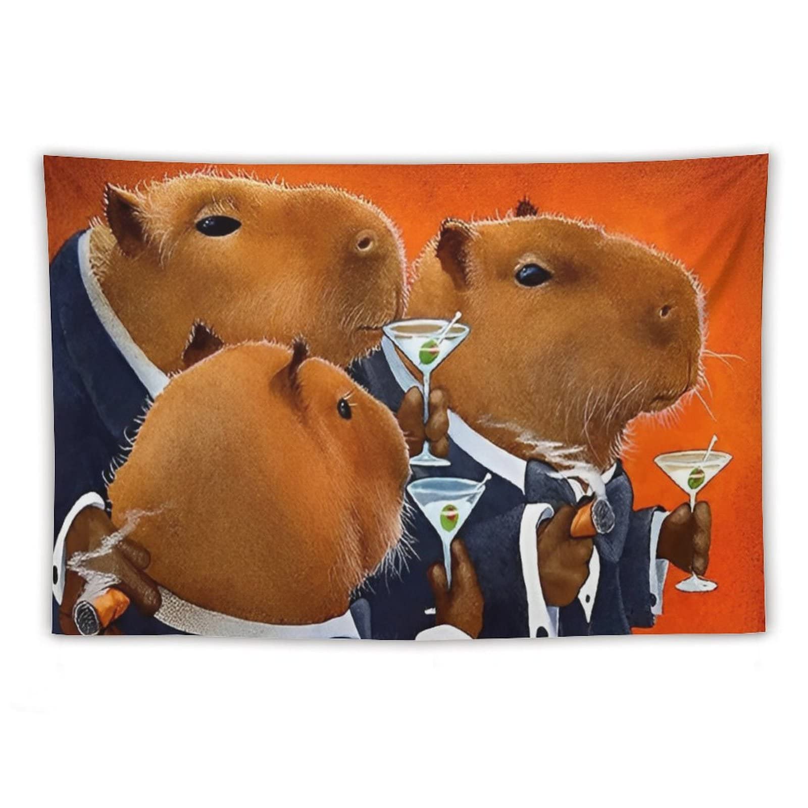 Amazon.com: EAGLEG Funny Capybara Club Tapestry Cute Mouse Print Wall ...