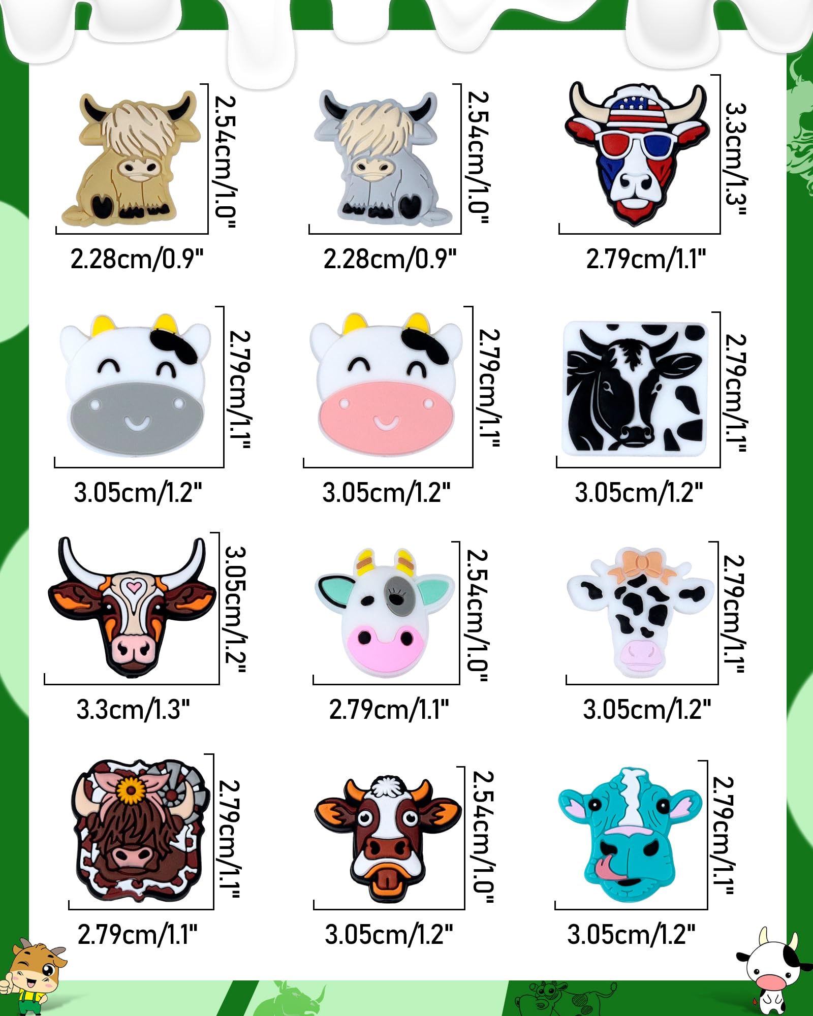 Snapklik.com : FIVEIZERO Cow Silicone Beads For Keychain Making
