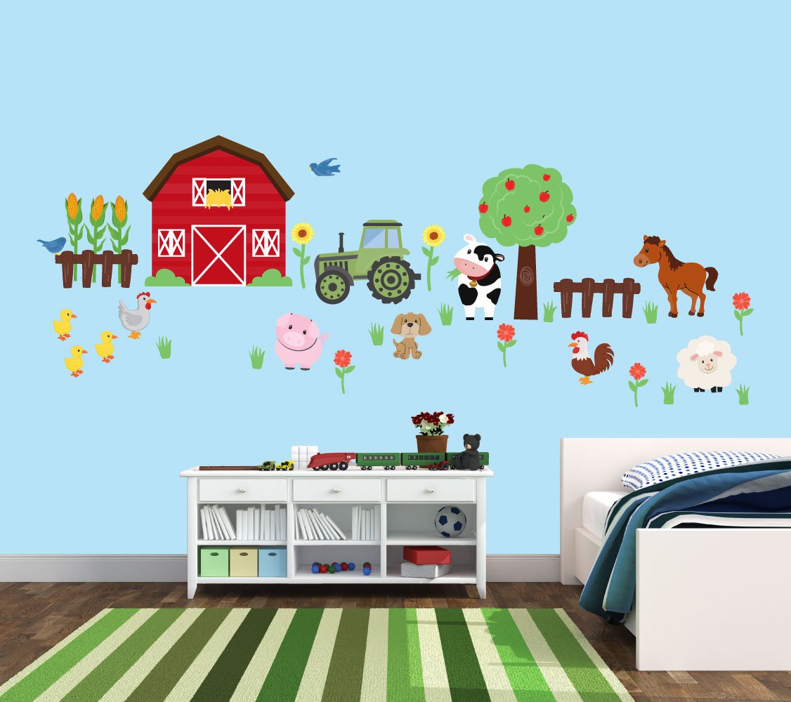Amazon.com: Farm Animal Stickers, Farm Decals with Tractor, Cow, Pig ...