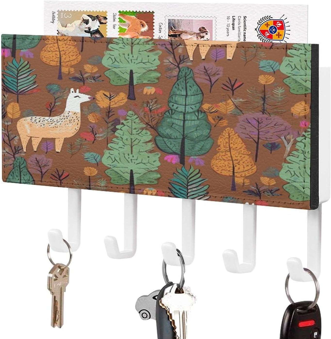 Amazon.com: QWNMD Key Holder for Wall Key Hooks Alpaca in The Forest ...
