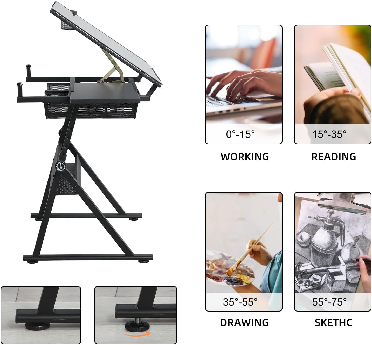 Drafting Table, Height Adjustable Multifunctional Philippines | Ubuy