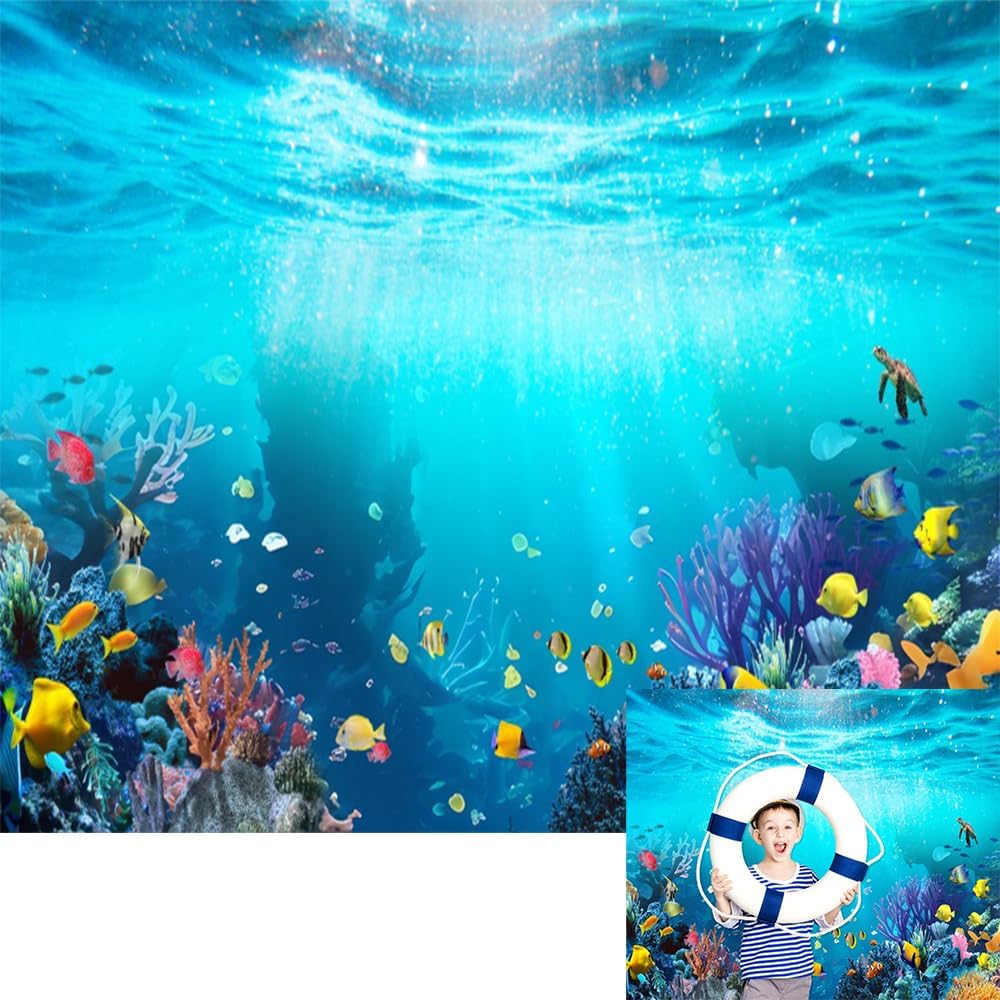 Amazon.com : Under The Sea Backdrop 10x8ft Underwater World Blue Ocean ...
