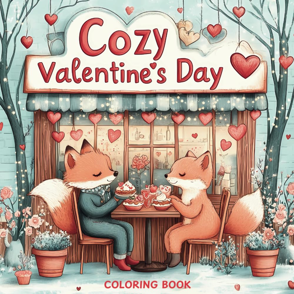 Amazon.com: Cozy Valentine's Day Coloring Book: 50 Bold & Easy, Cute ...