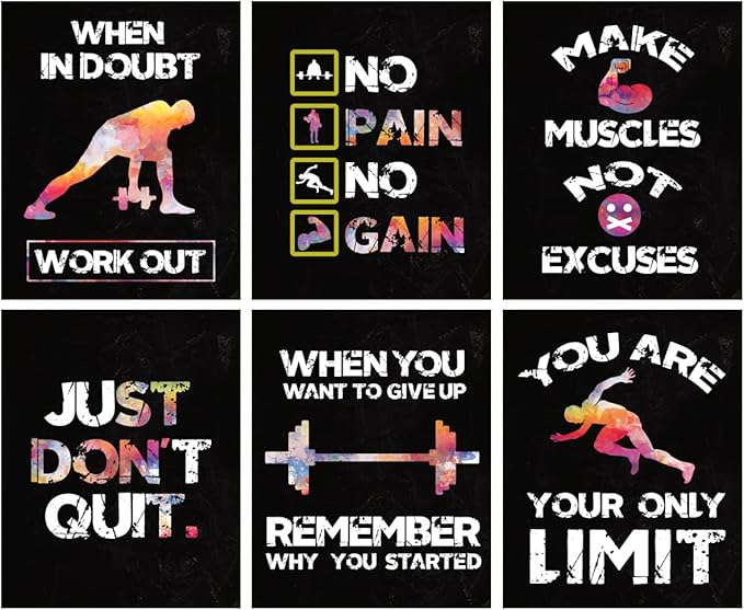 Amazon.com: QIAOJI Motivational Gym Wall Art, Inspirational Workout ...