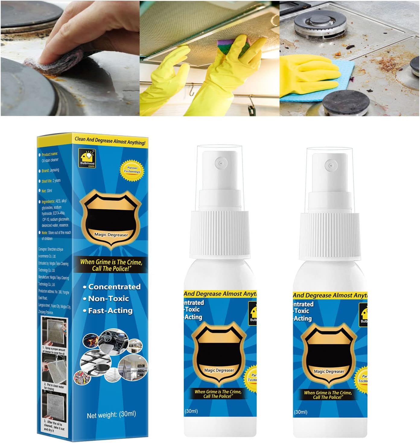 Amazon.com: 2PCS Magic Degreaser Cleaner Spray, Kitchen Cleaner Spray ...