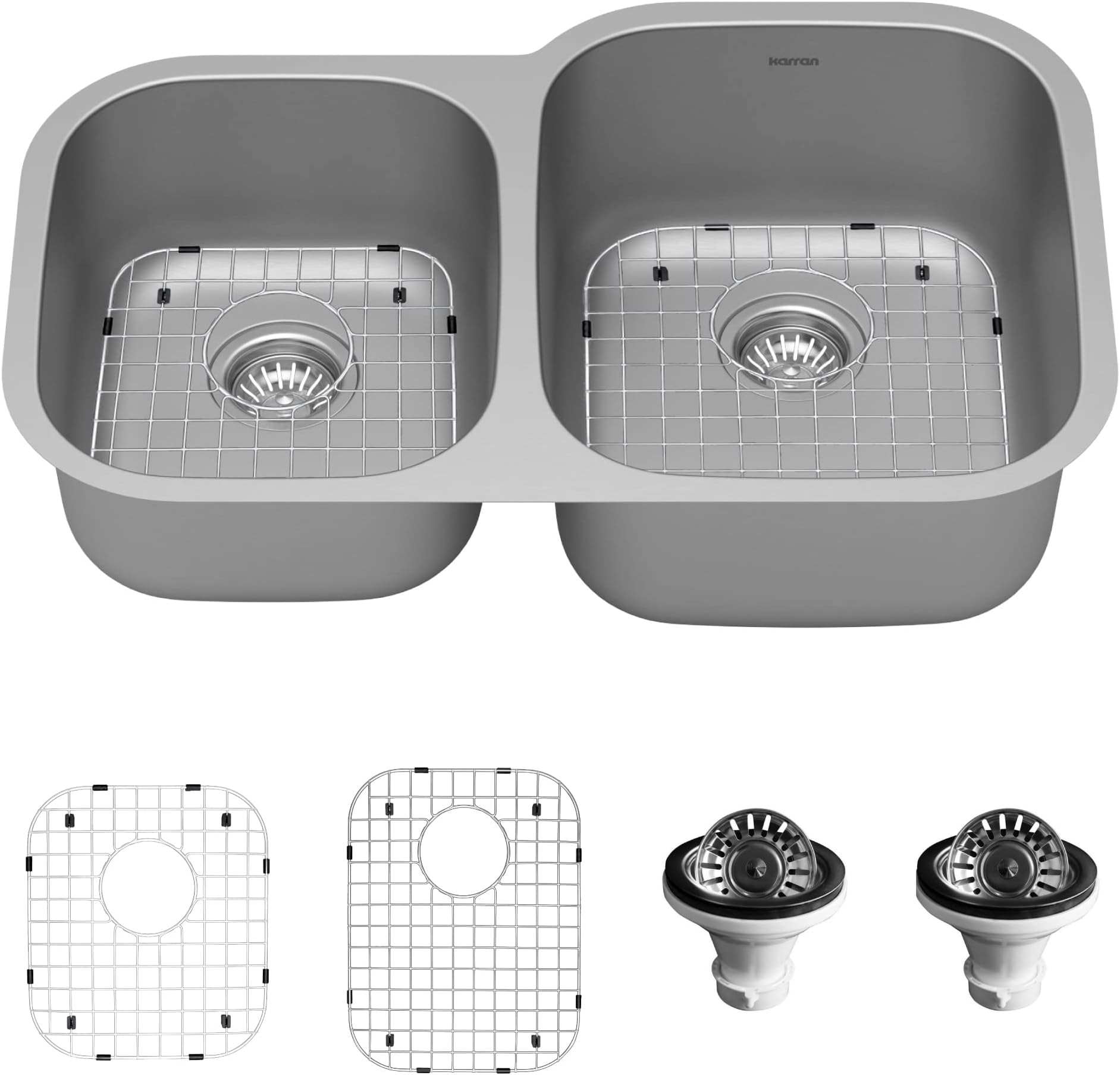 Alpha Sinks 33" Stainless Steel Apron Farmhouse 60/40 Double Bowl Sink ...