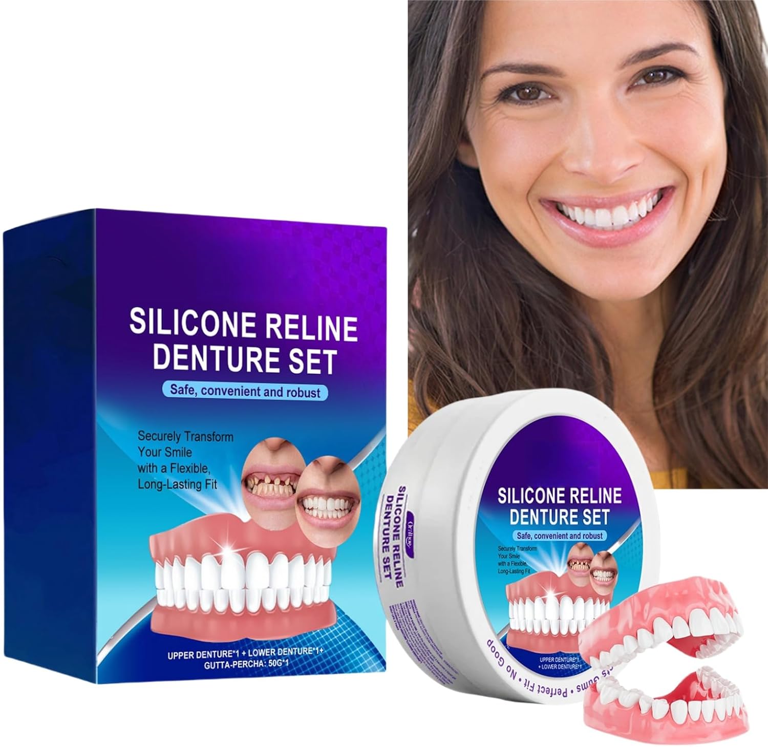 Soft Denture Reline Kit,Soft Dentures False Teeth Set,Silicone Reline ...