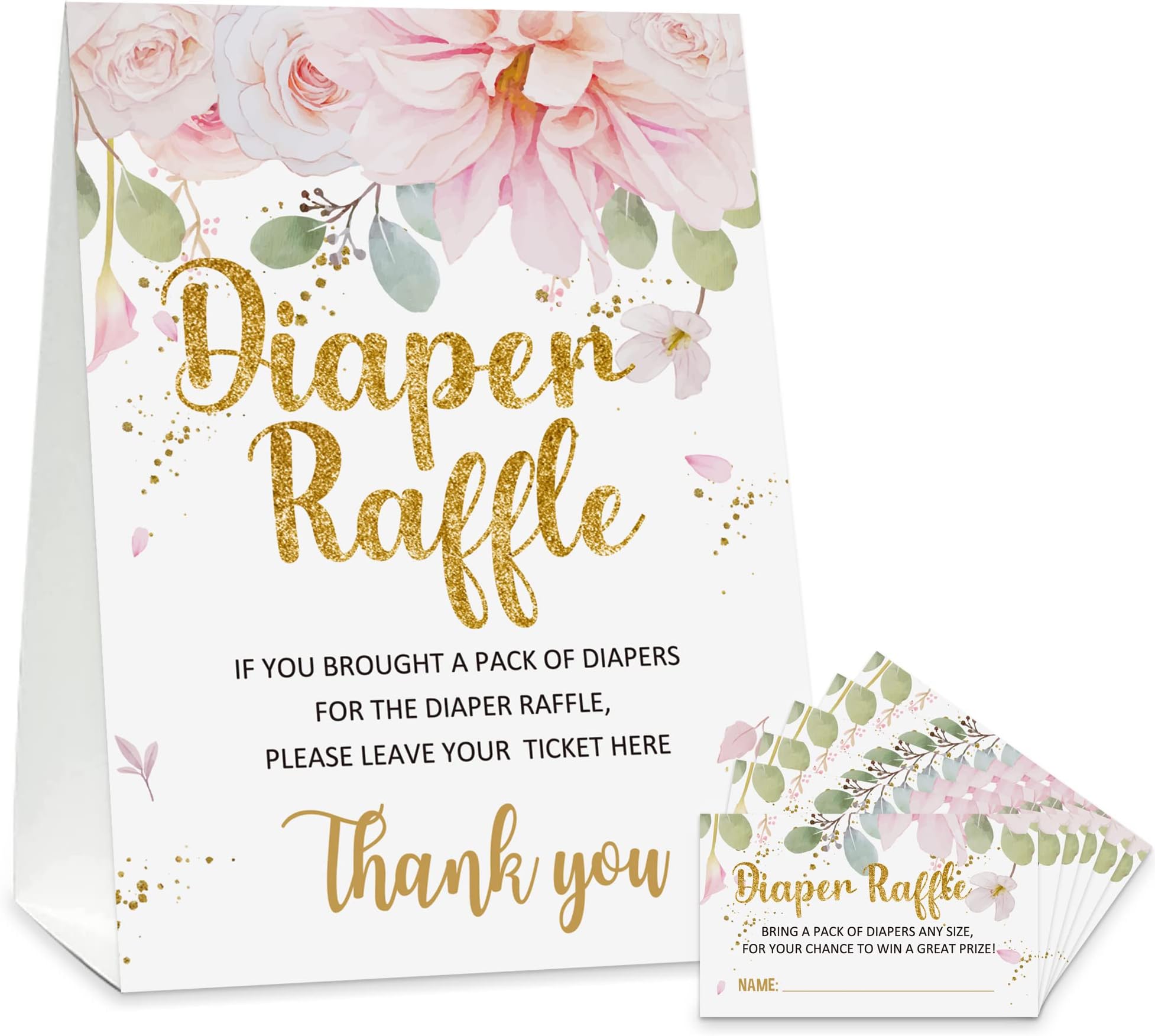 Amazon.com : Diaper Raffle Baby Shower Game Set(1 Standing Sign + 50 ...