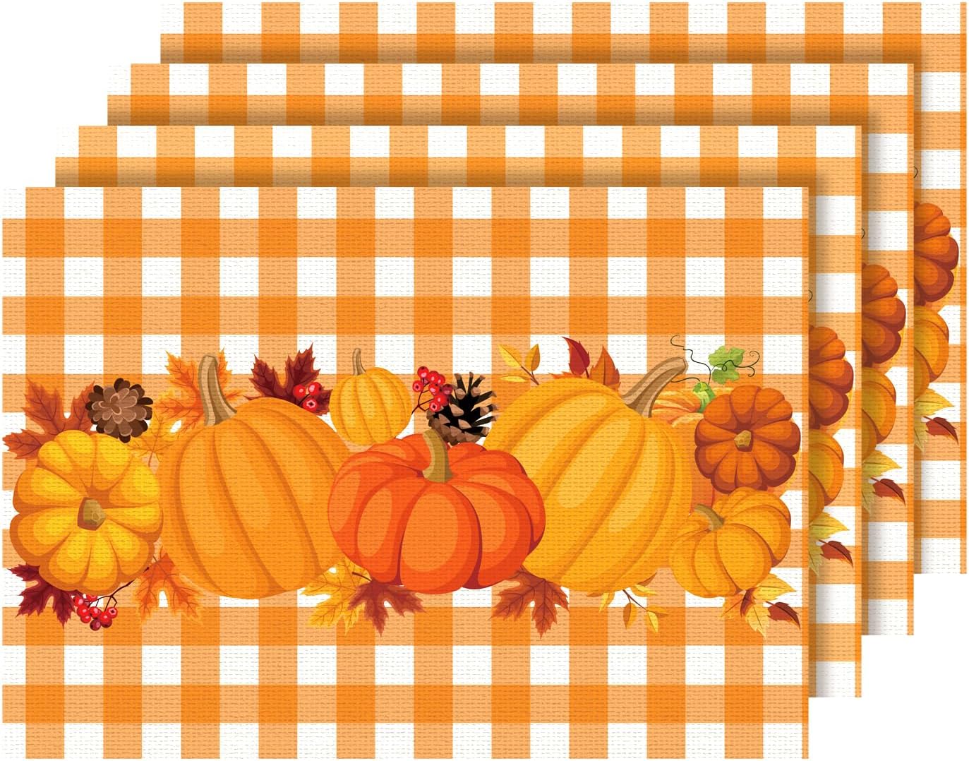 Amazon.com: 4pcs Fall Placemats, 18.5x13 Inch Linen Pumpkin Palce Mats ...