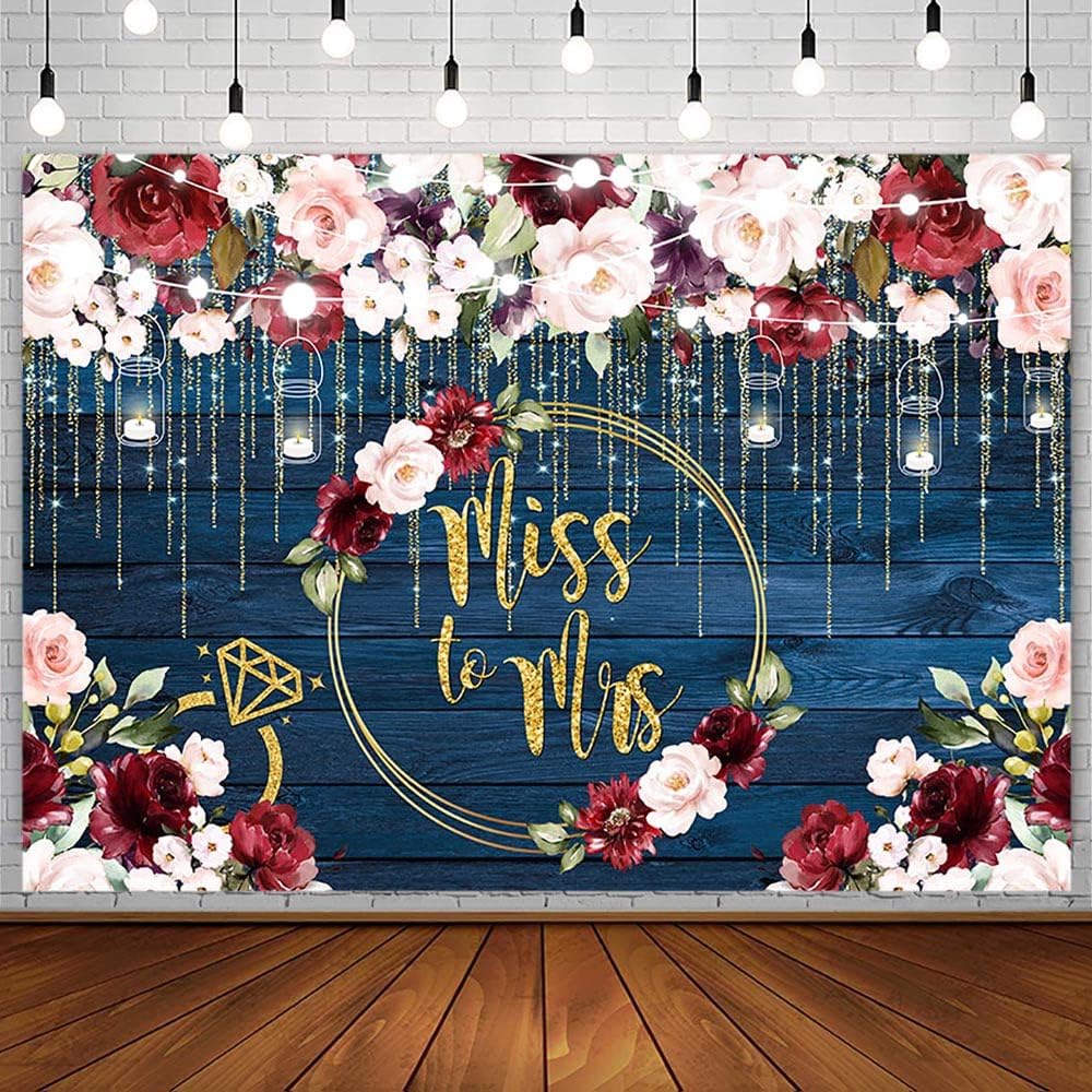 Amazon.com : Floral Wood She Said Yes Backdrop Pink Flower Bride to Be ...