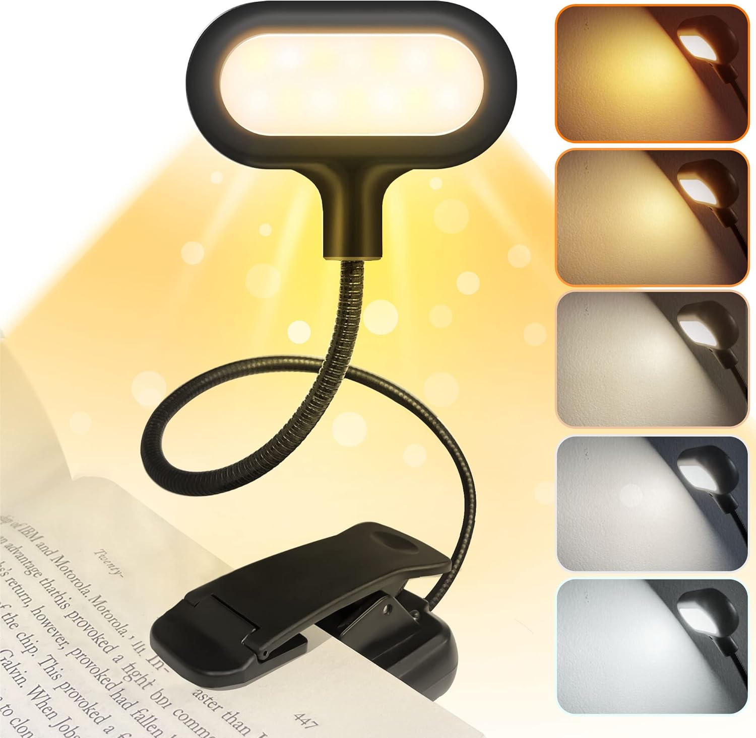 Book Light, Briignite Reading Light, 14 LED Rechargeable Book Reading ...