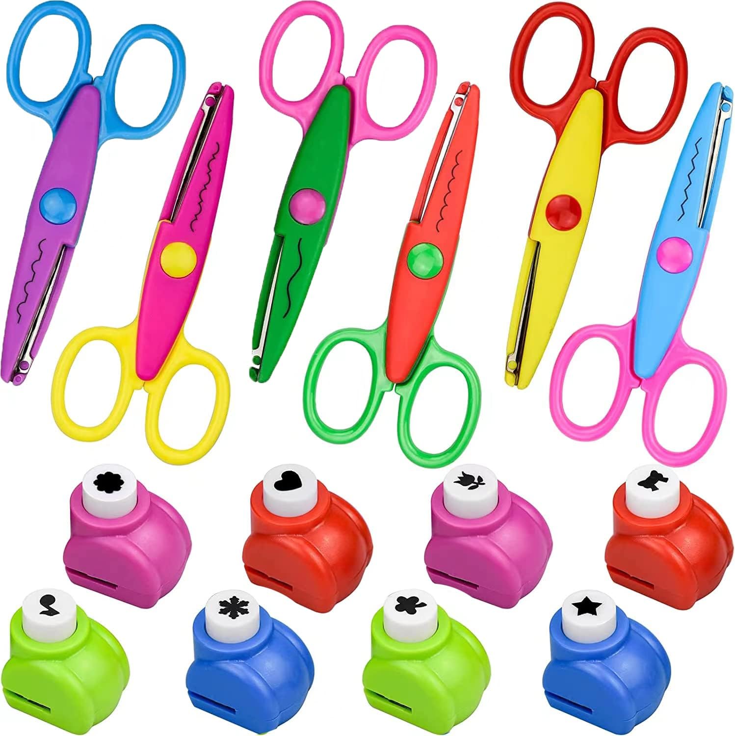 14 Pieces Colorful Creative Kids Craft Scissor Set, Crinkle Scissors ...