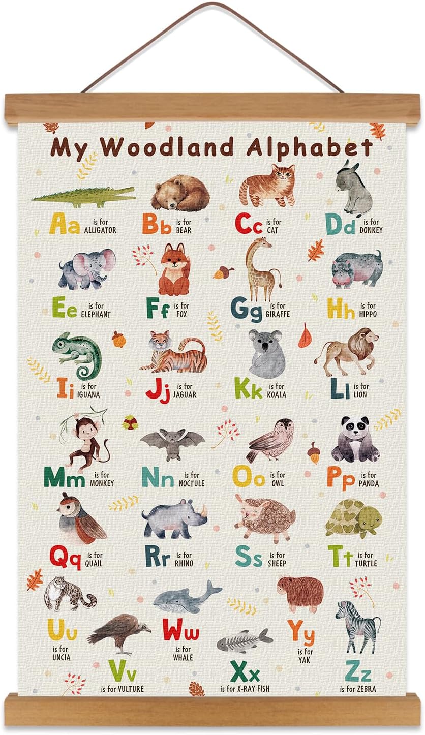 Amazon.com: KAIRNE Kids Woodland Alphabet Poster With Wood Magnetic ...