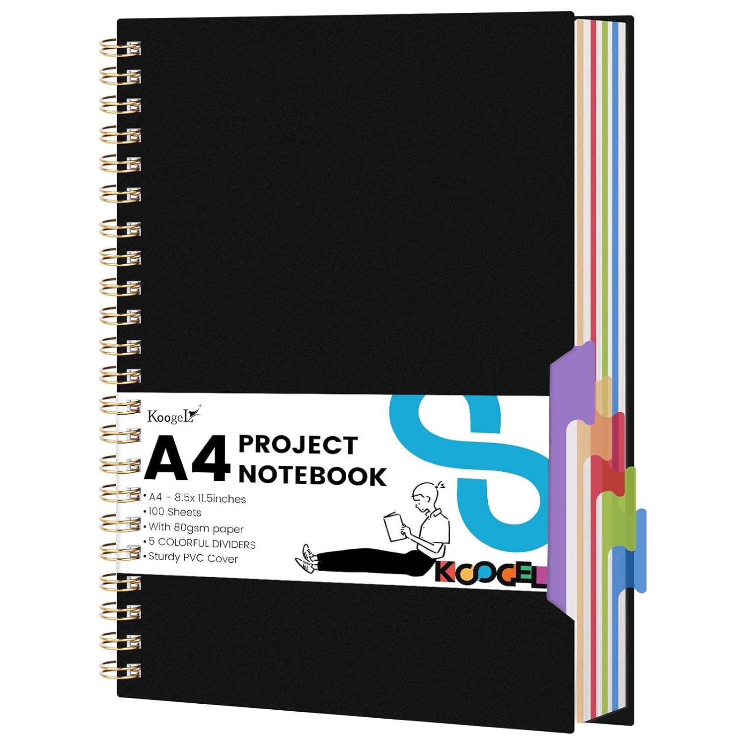 Koogel - Cuaderno A4 en espiral con 200 páginas y divisores para mujer ...