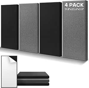 Amazon.com: 4Pack Fiberglass Acoustic Panels, Self Adhesive Sound Proof ...