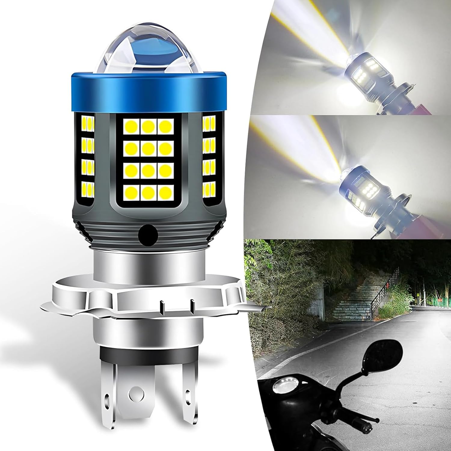 Amazon.com: ijuicy H4 Led Bulb, 1200LM 6000K 3030 Chips Hi/Low Beam H4 ...