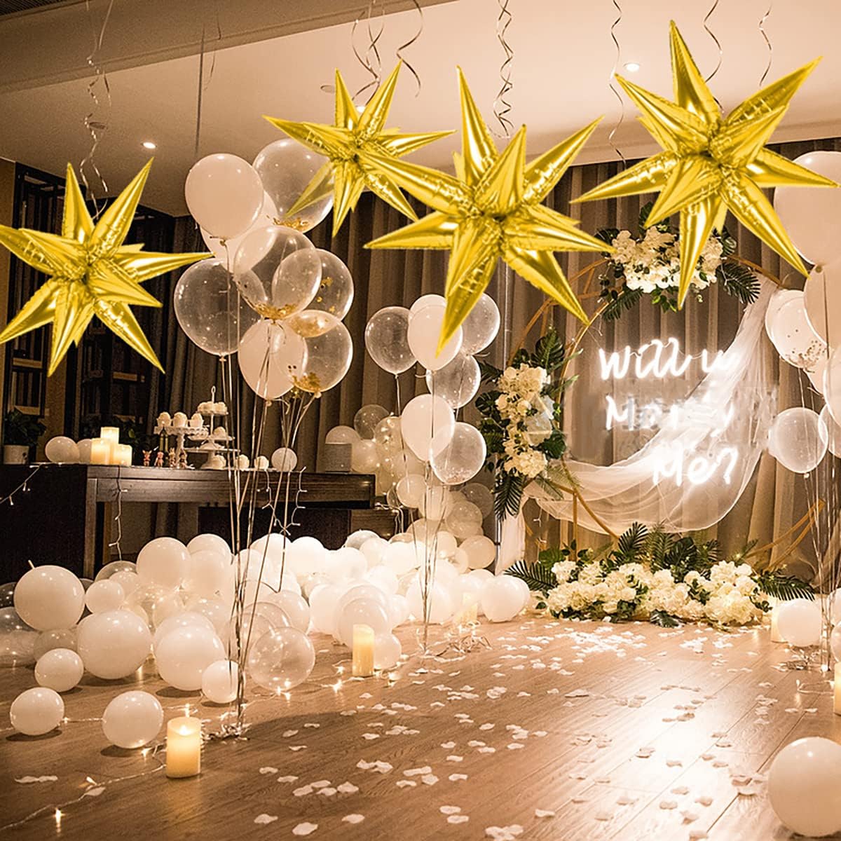 COVANNI 50 globos grandes de estrella dorada, globos de aluminio de ...