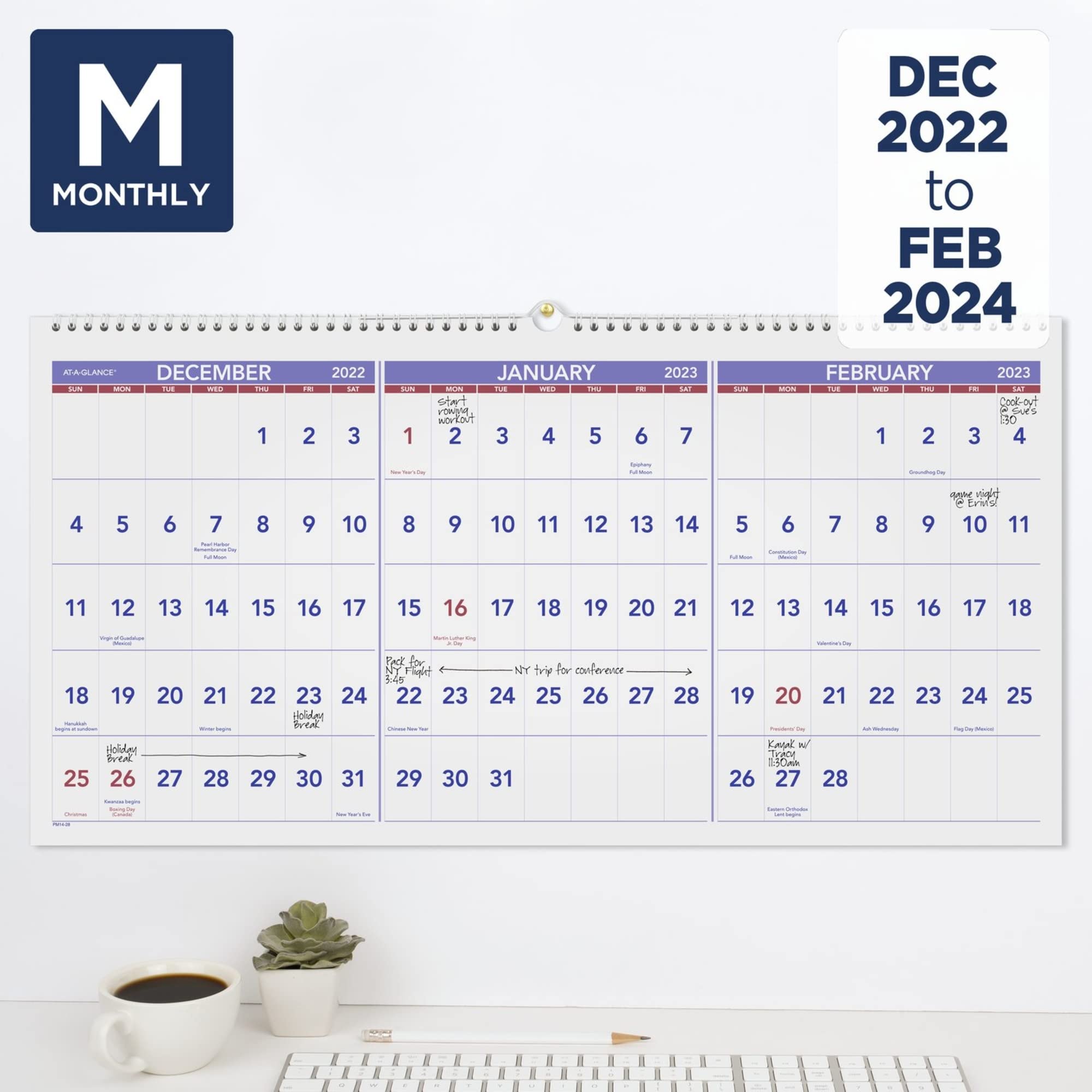 Snapklik.com : AT-A-GLANCE 2023 Wall Calendar, 24" X 12", Large, Spiral ...