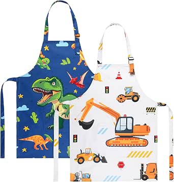 Amazon.com: XLSXEXCL 2 Pack Kids Apron for Toddler, Kids Aprons for ...