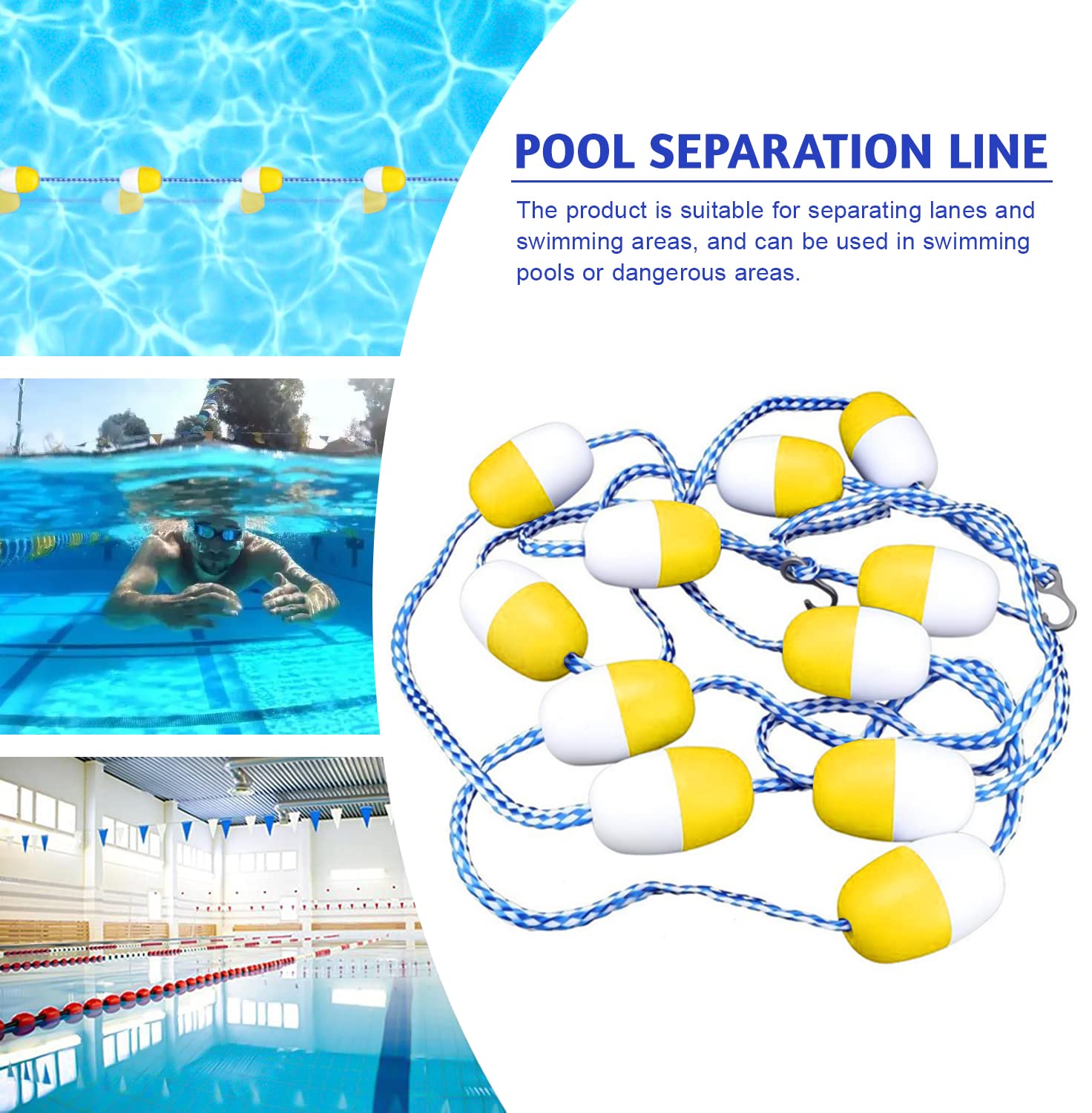 Snapklik.com : YUEWO 18 Swimming Pool Safety Float Line Divider Rope Kits