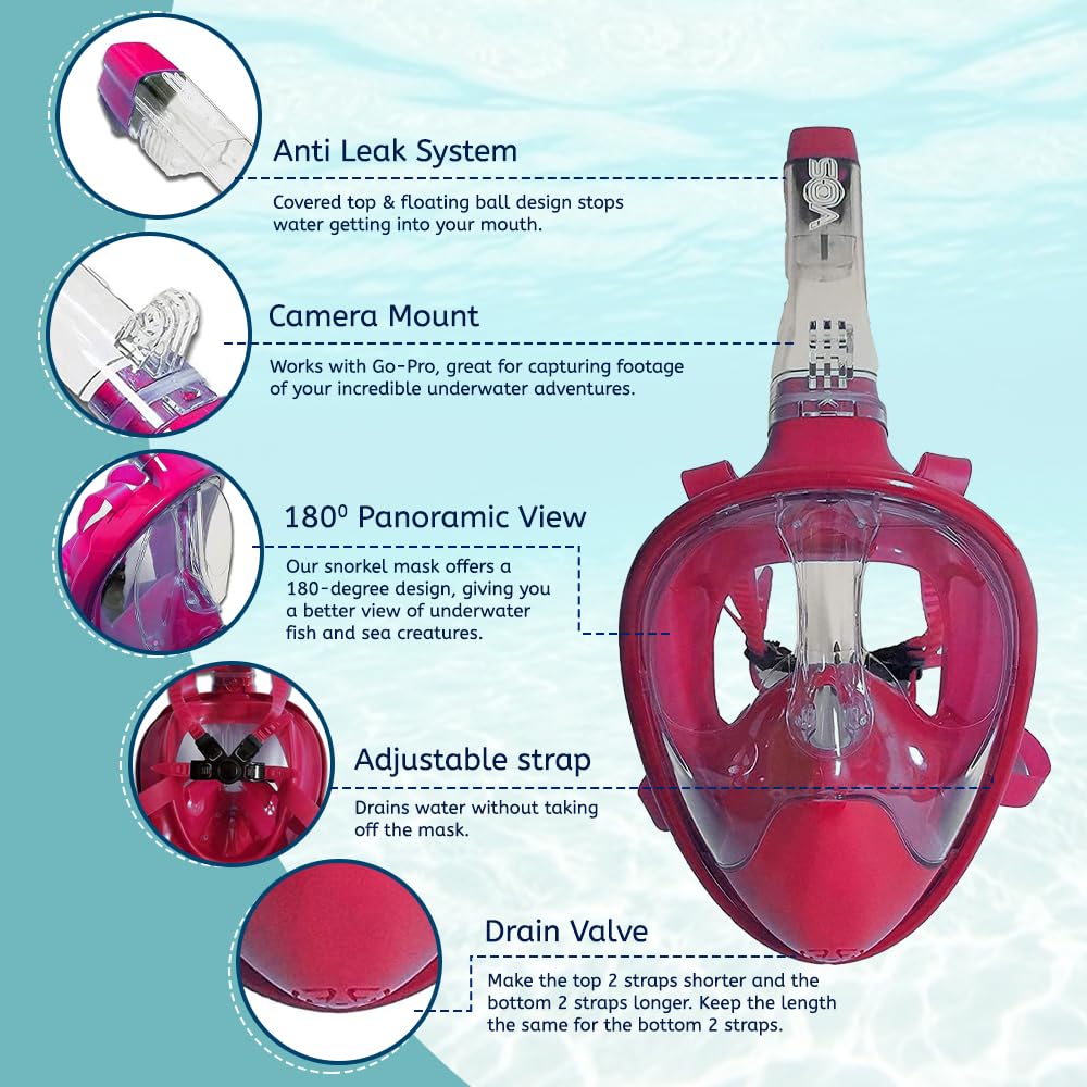 Snapklik.com : Vos Full Face Snorkel Mask For Kids And Adults ...