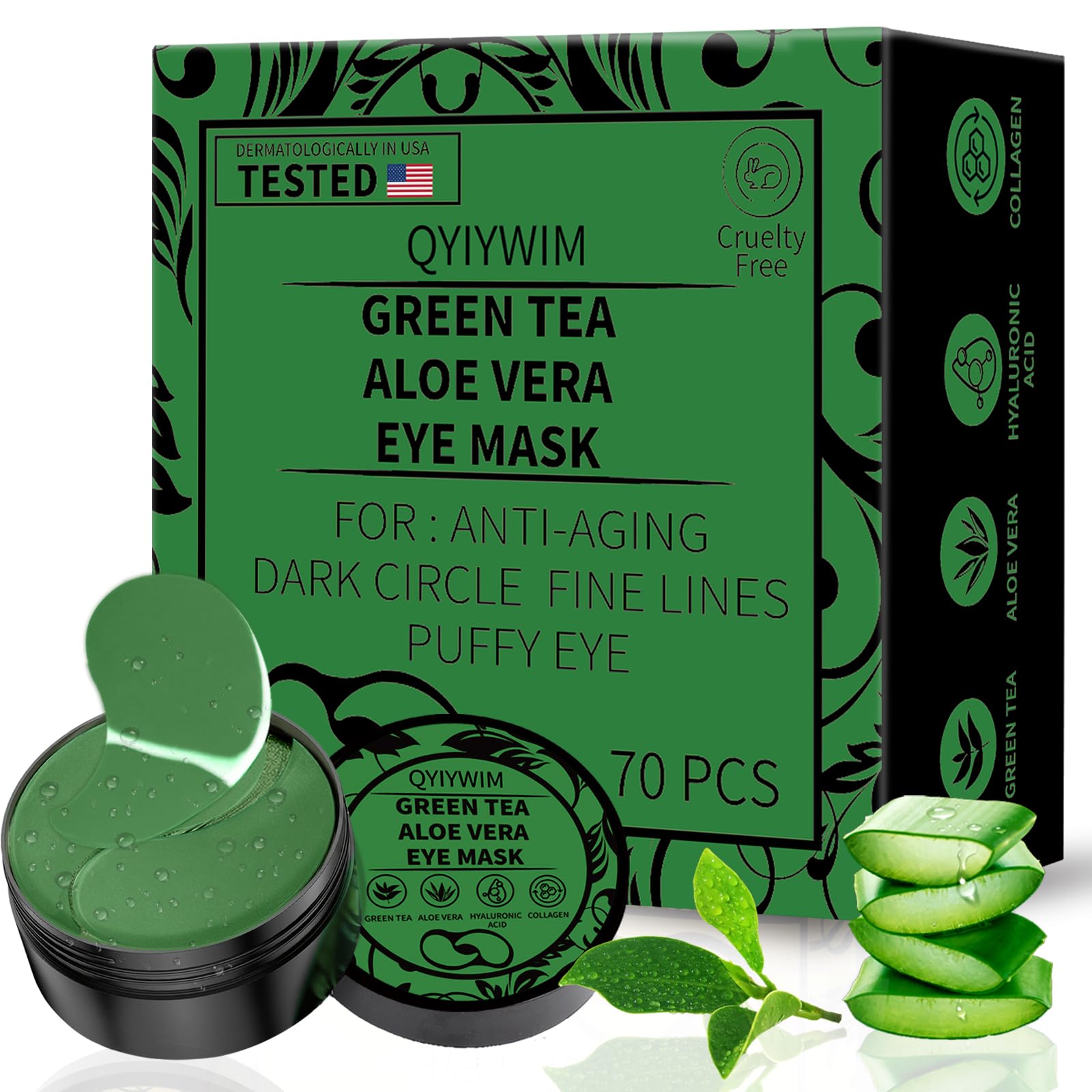 Amazon.com : Qyiywim Under Eye Patches 70PCS, Green Tea Eye Patches for ...