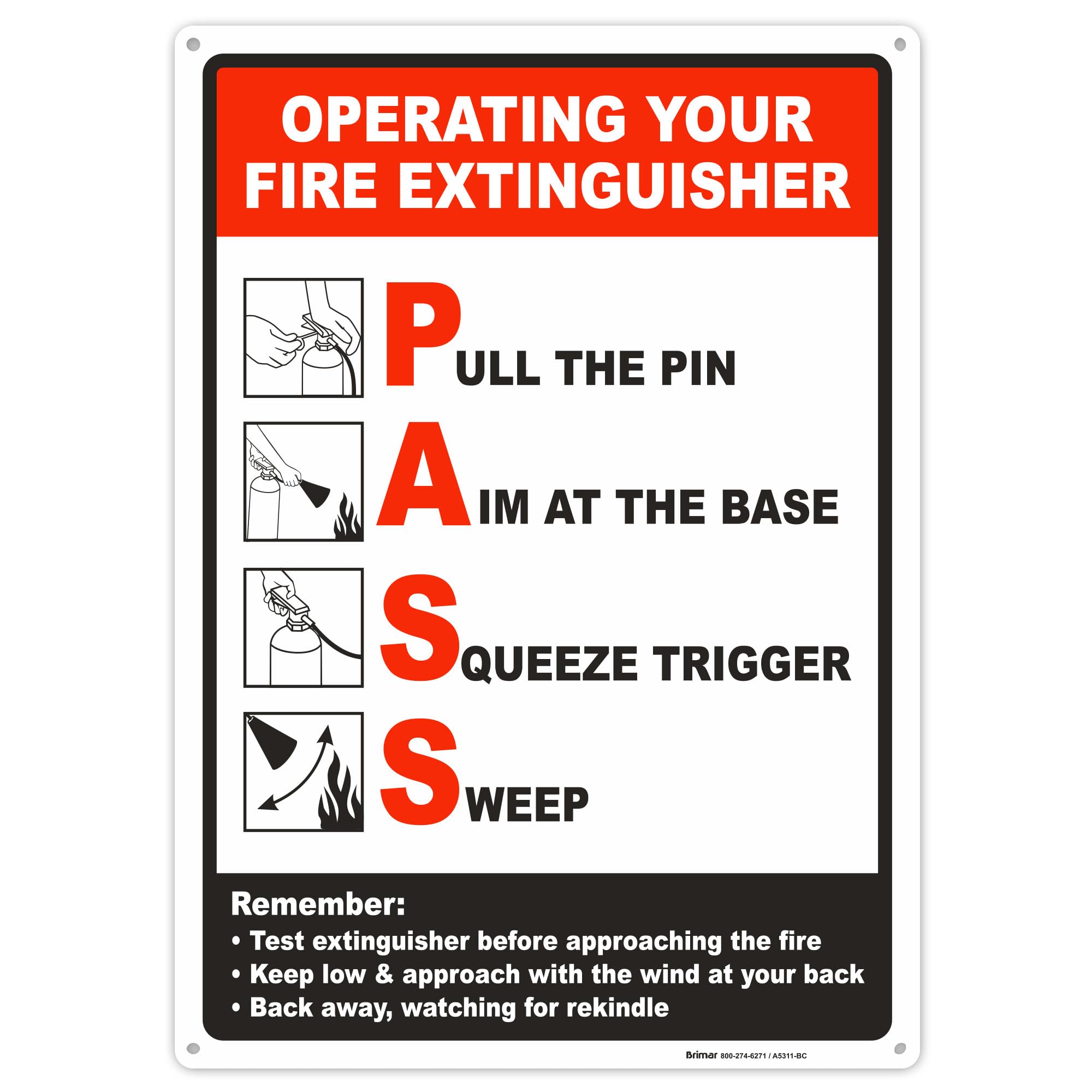 Brimar 10 X 14 Operating Your Fire Extinguisher Sign Polyethylene ...