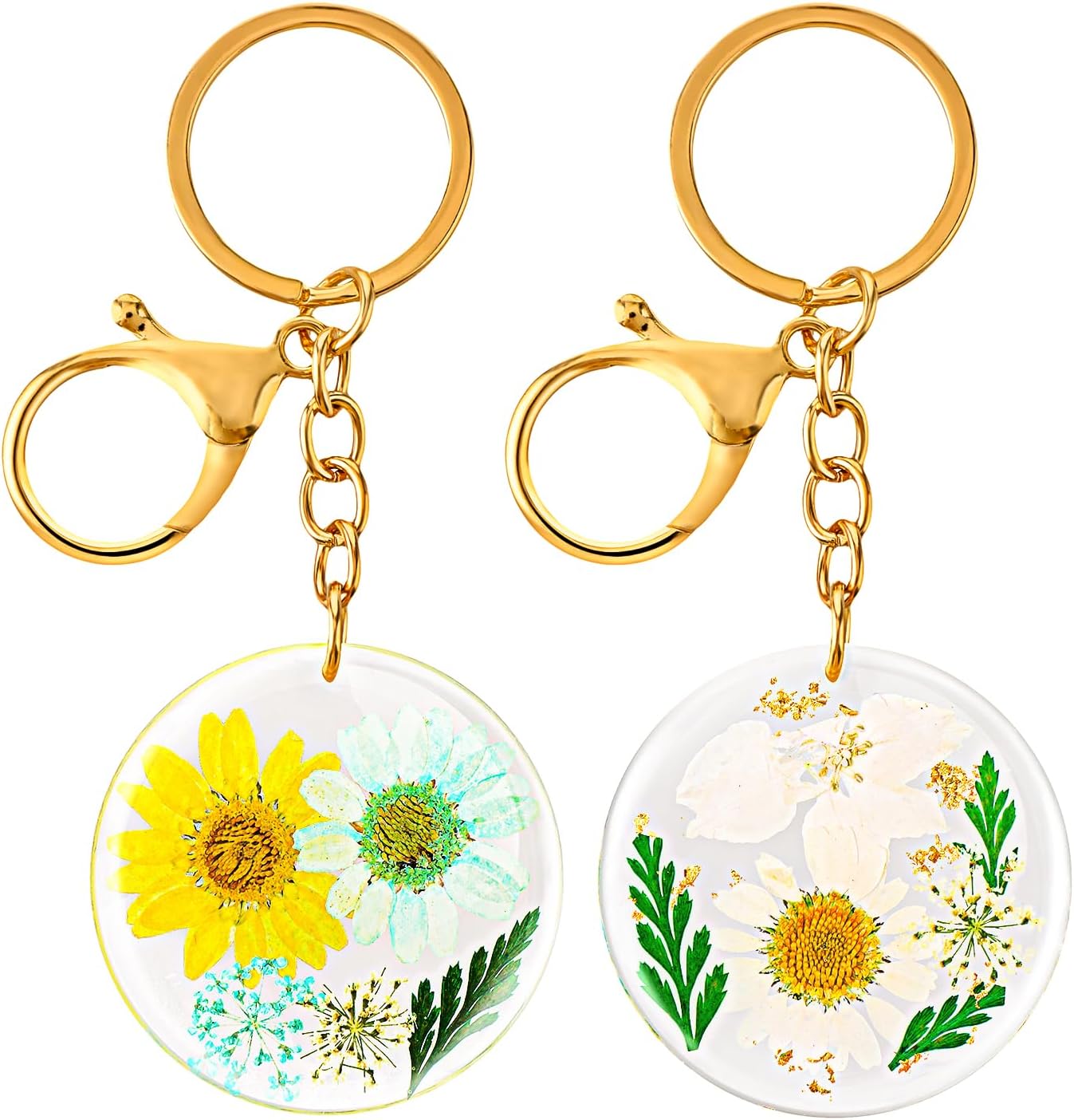 Amazon.com: Grevosea 2 PCS Sunflower Keychain, Real Flower Keychain ...