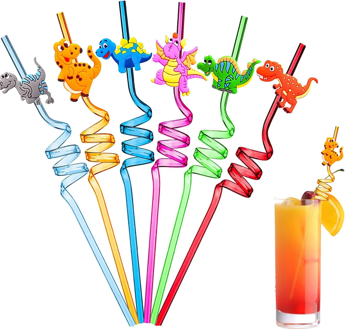 Amazon.com: AFZMON 24 PCS Monster Drinking Straws Reusable Plastic ...