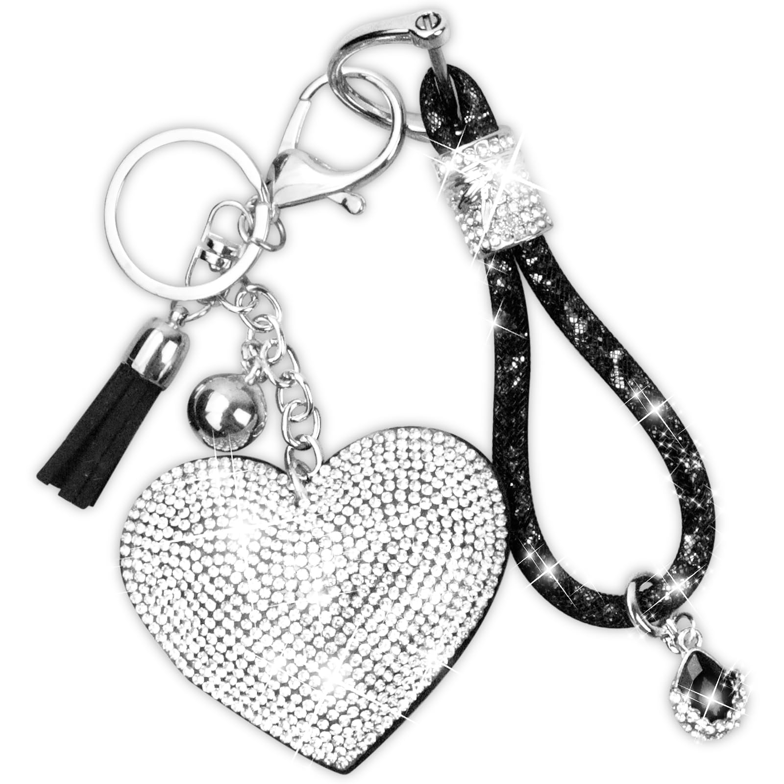 Yiflin Crystal Keychain Set, Rhinestone Heart-shaped Key chain with ...