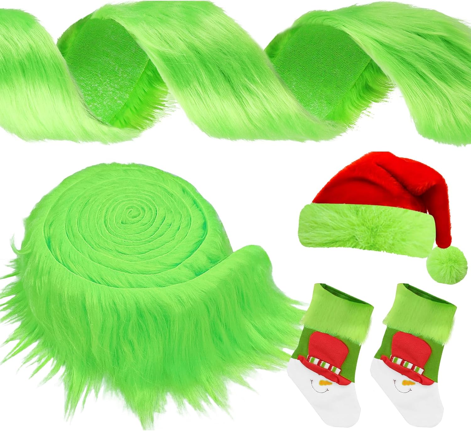 Amazon.com: Vellibring 4x100 Inch Christmas Faux Fur Ribbon Craft Fur ...
