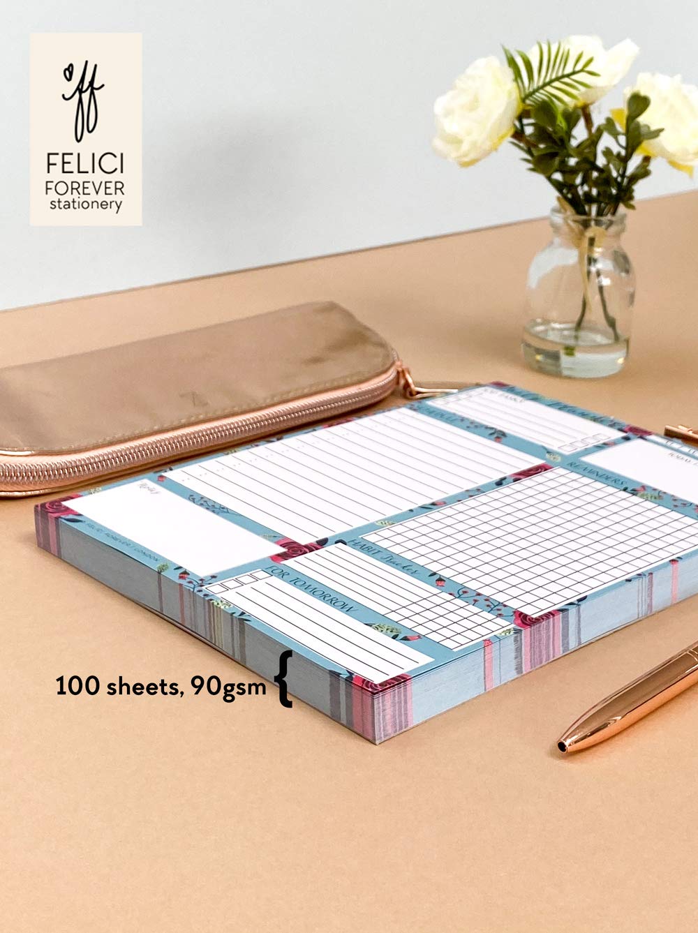 Daily Planner Pad 100 Sheets (Thicker Pages 90gsm) Things to Do Today ...