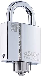 Abloy Sentry PLM340/25B Hardened Steel Padlock w/Sealed Shackle & Weather Seal Cap, Chrome ...