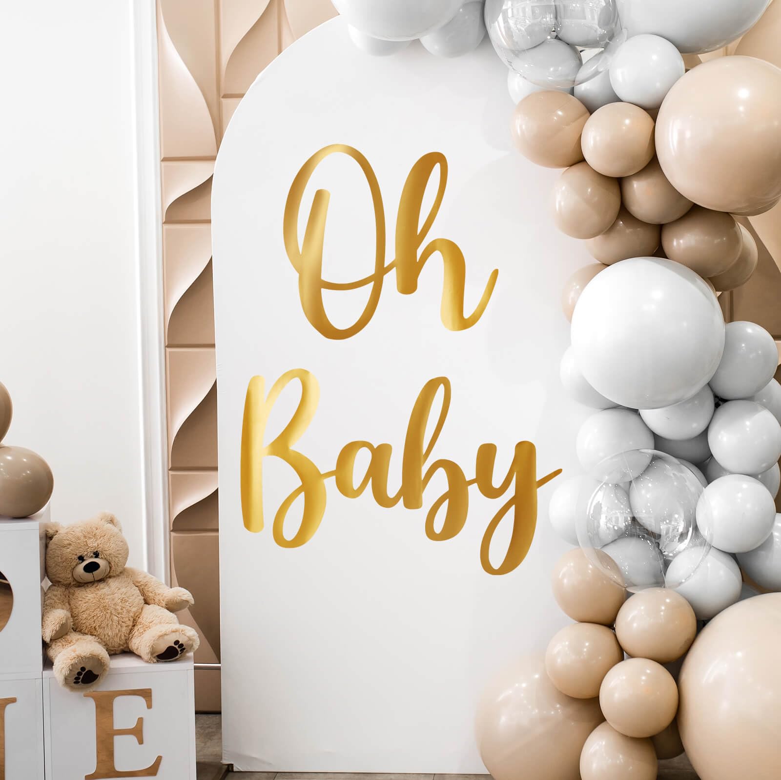 Amazon.com: Oh Baby Decal Sign for Backdrop Gold Large Baby in Bloom Baby Shower Decorations ...