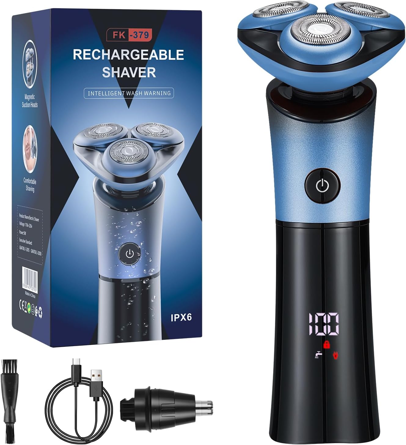 SOPPY Electric Shaver for Men, IPX6 Waterproof Wet & Dry Electric Razor with Magnetic Head ...