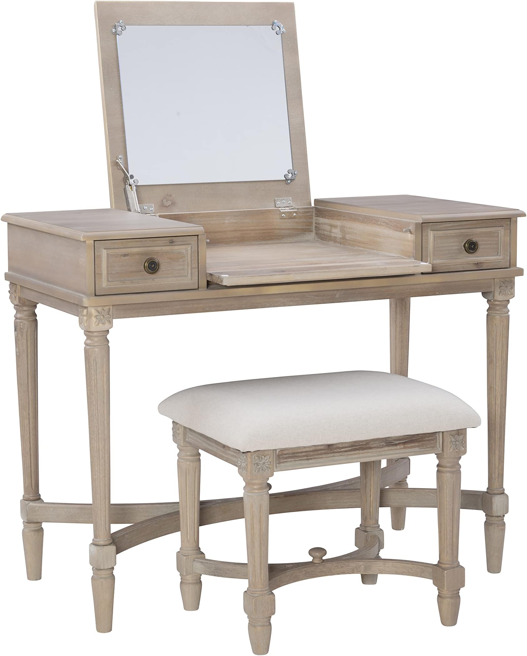 Amazon.com: Linon Cyndi Gray Wash Vanity : Home & Kitchen