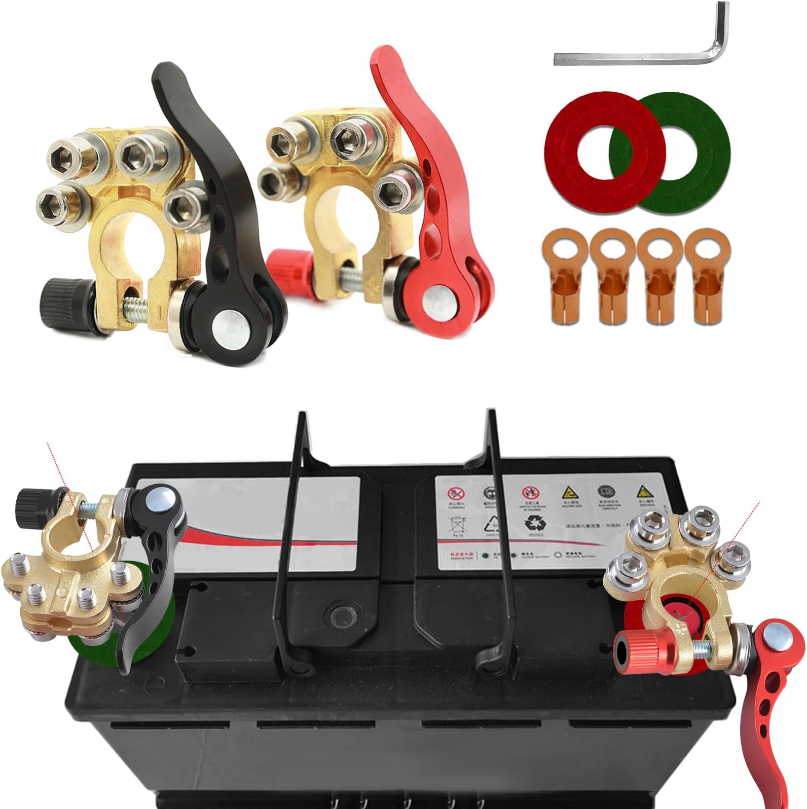 Amazon.com: 2PCS Car Battery Terminal Connector, Positive Negative ...