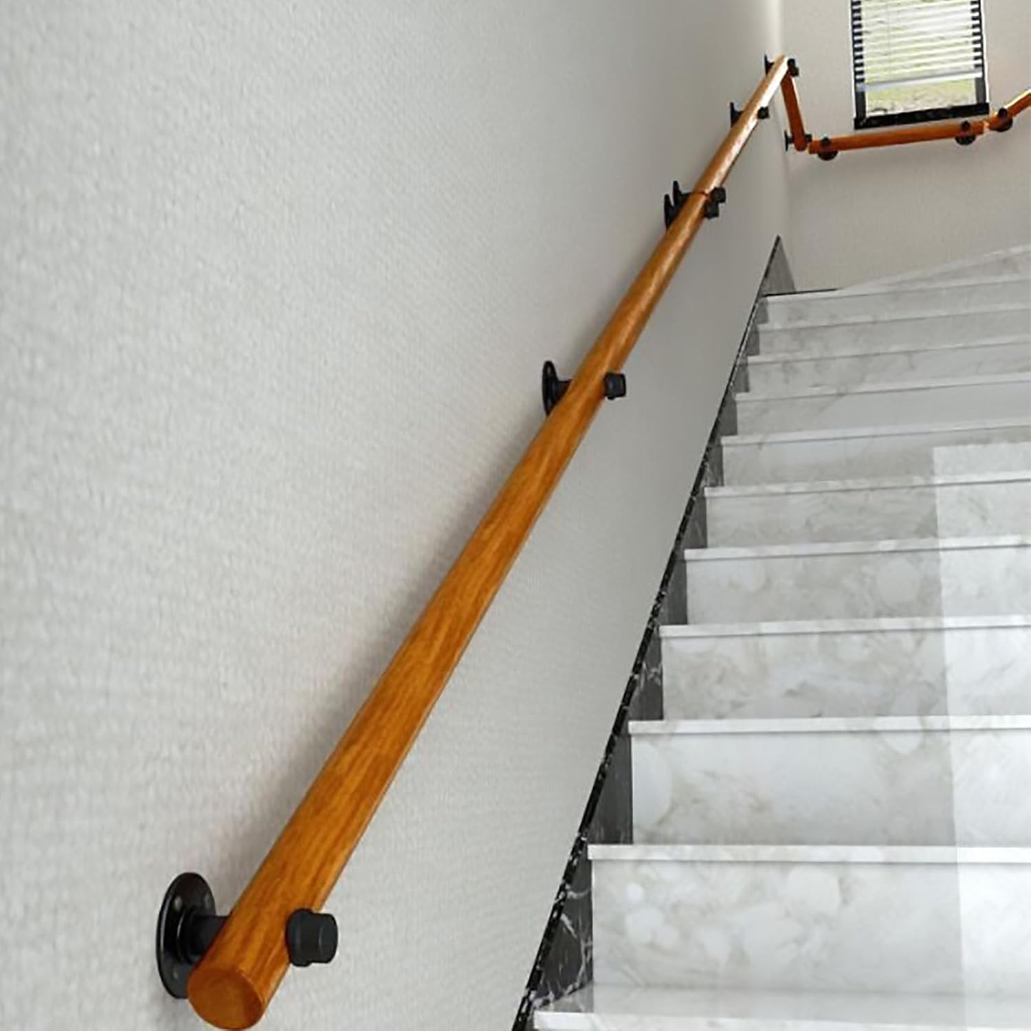 Amazon.com: PAUANI Wall-mounted Stair Handrails - Soild Wood Stair ...