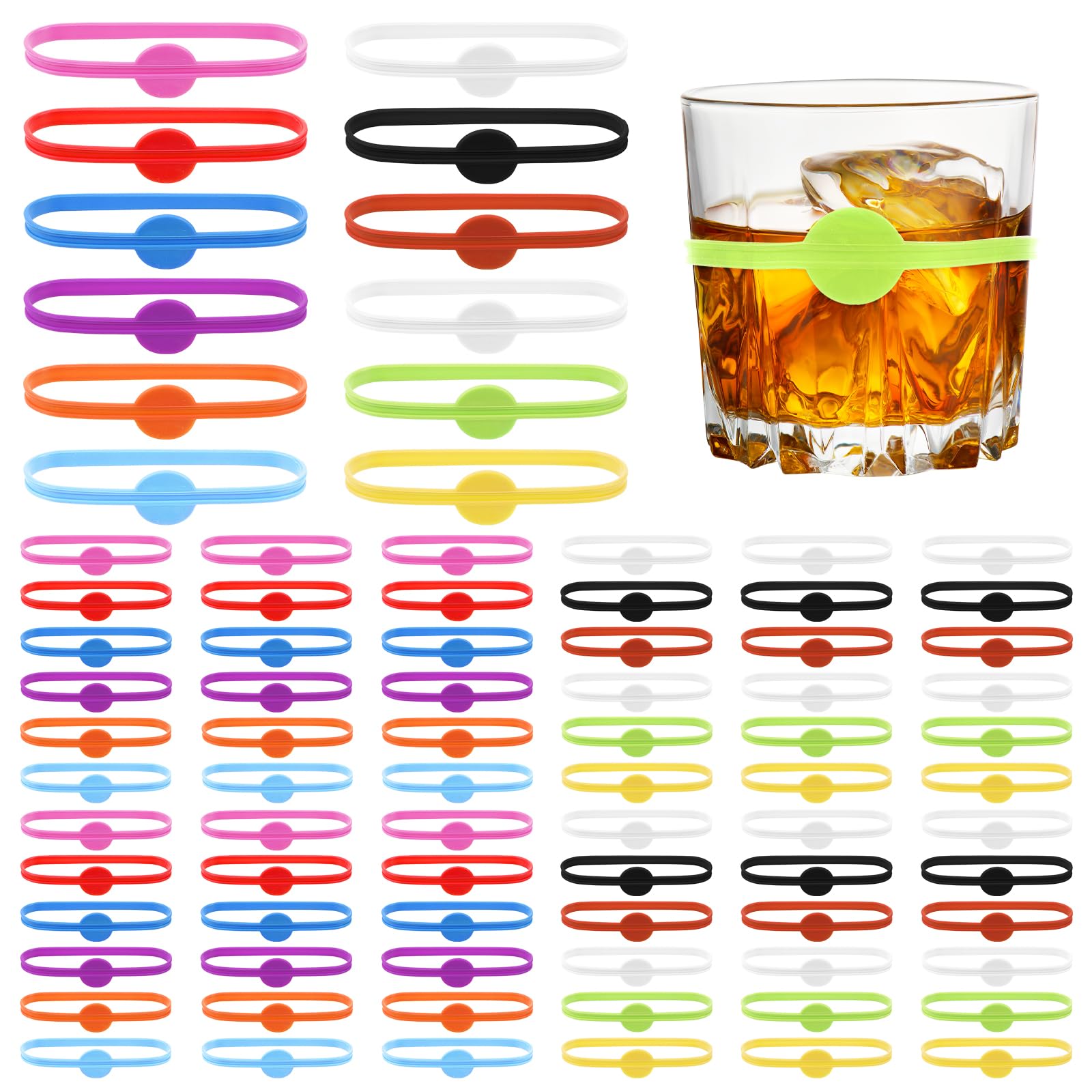 Amazon.com: Tobeelec 120 Pcs Drink Markers, Stretchable Wine Glass ...