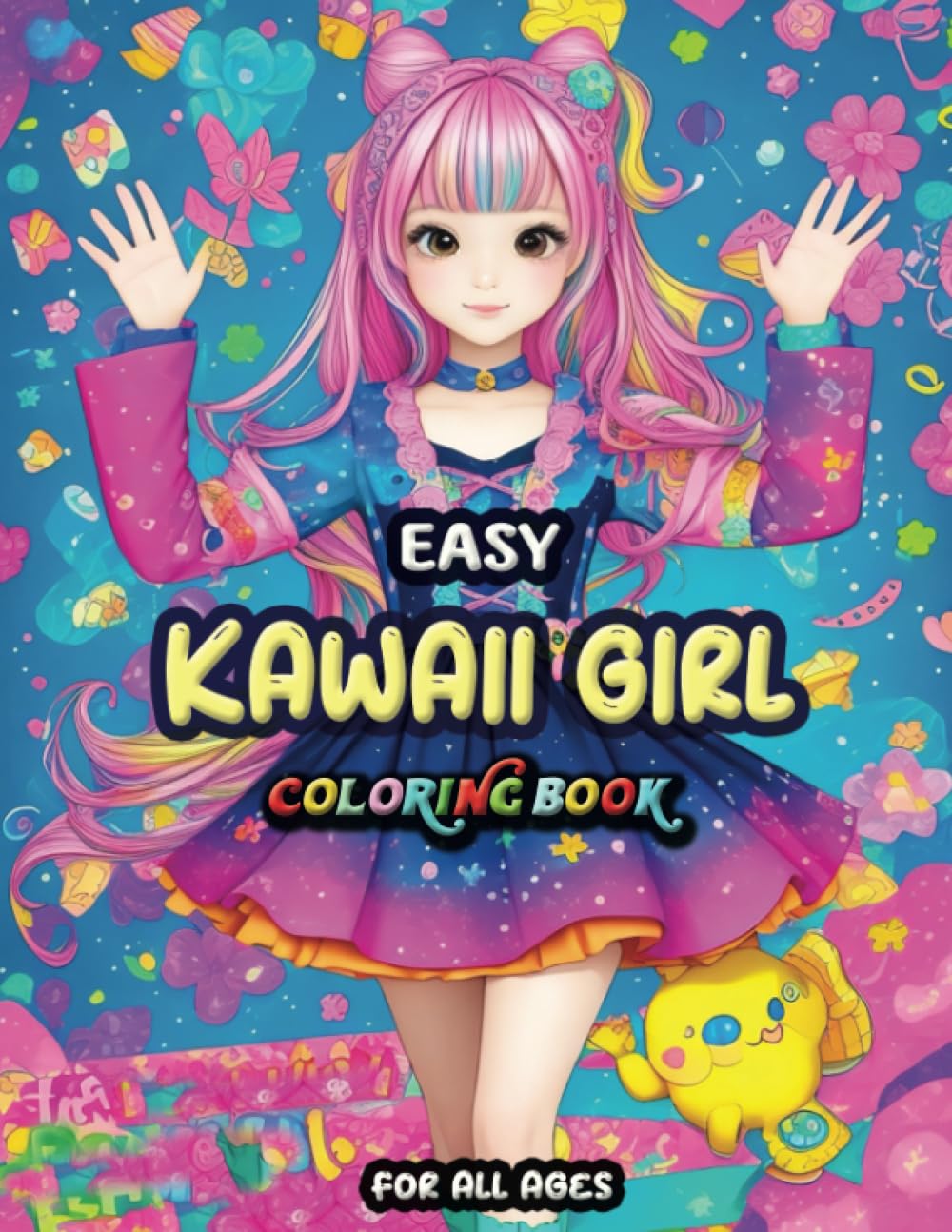 Easy Kawaii Girl Coloring Book for all ages: Cute, Amazing & Fun ...