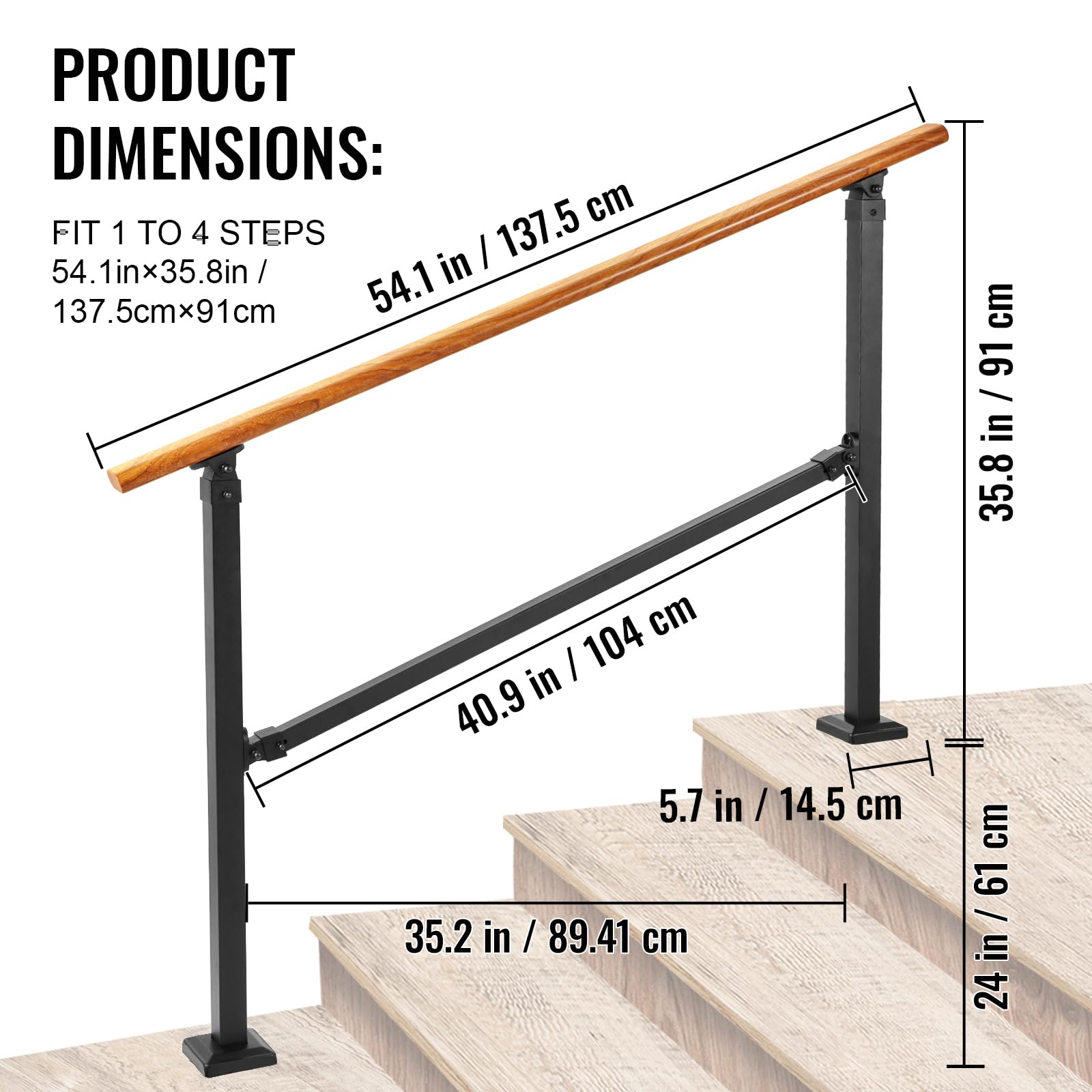 Snapklik.com : UOKRR 4 Step Handrails For Outdoor Steps, Indoor Stairs ...