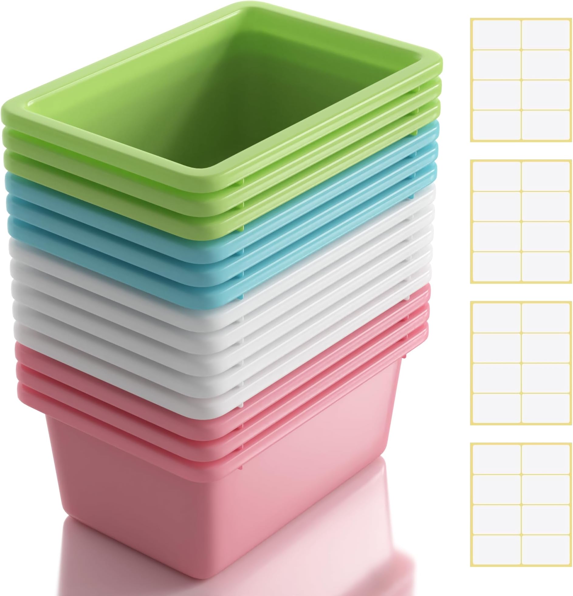 Amazon.com - 14 Pack Plastic Cubby Storage Bins 12" x 8" x 5", Storage ...