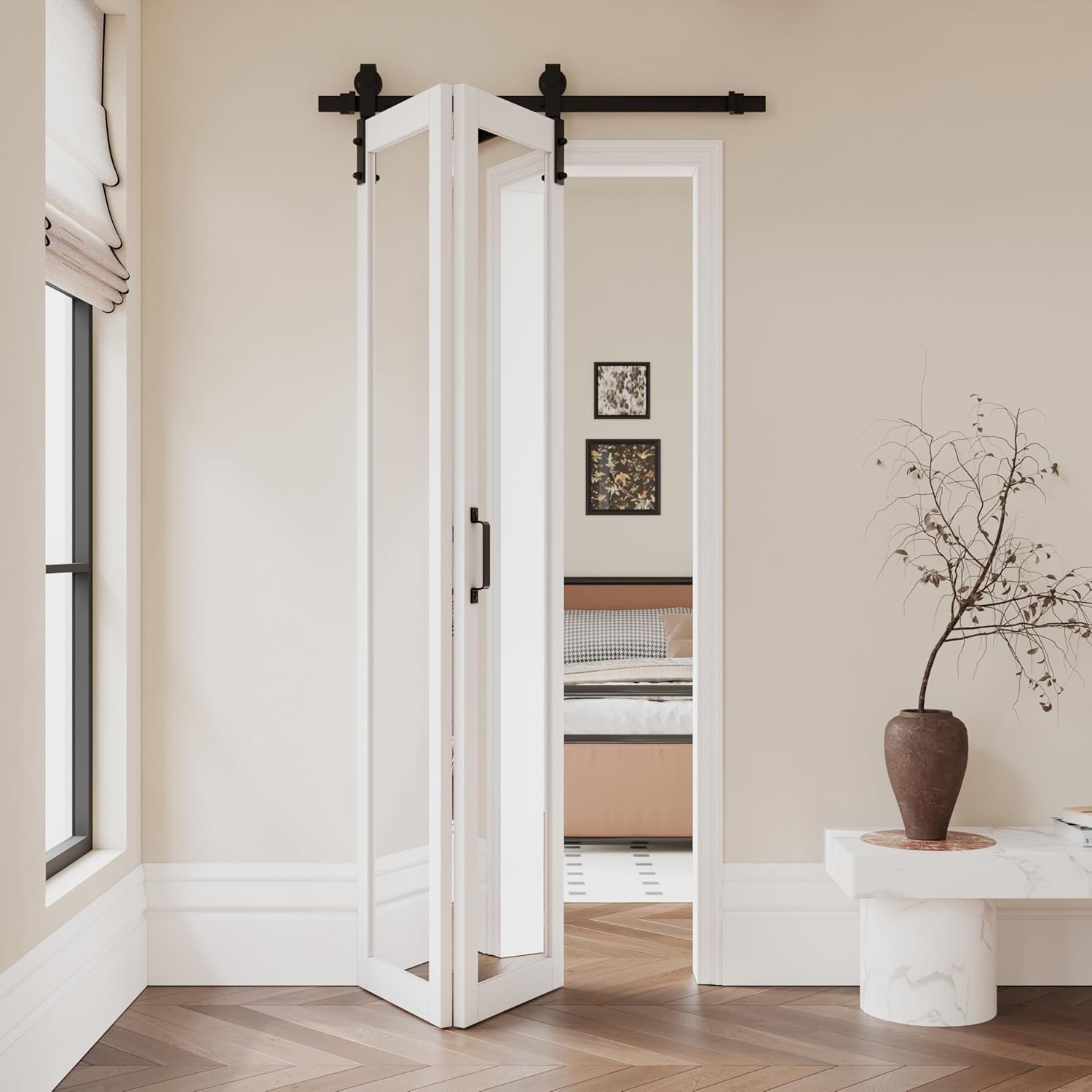 Amazon.com: Full-Length HD Shatterproof Mirrored Bifold Barn Doors and ...