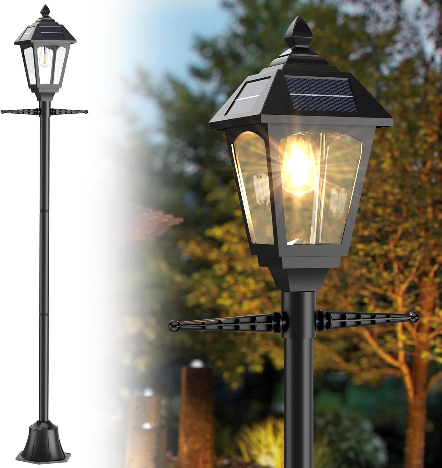 Amazon.com: Benany 67" Solar Lamp Post Light, 100 Lumens Outdoor Post ...