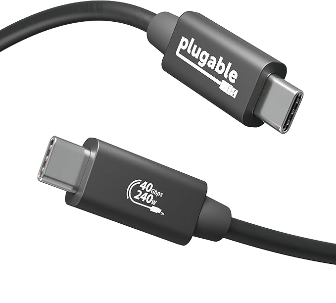 Plugable USB4 Cable with 240W Charging, 3.3 Feet (1M), USB-IF Certified ...