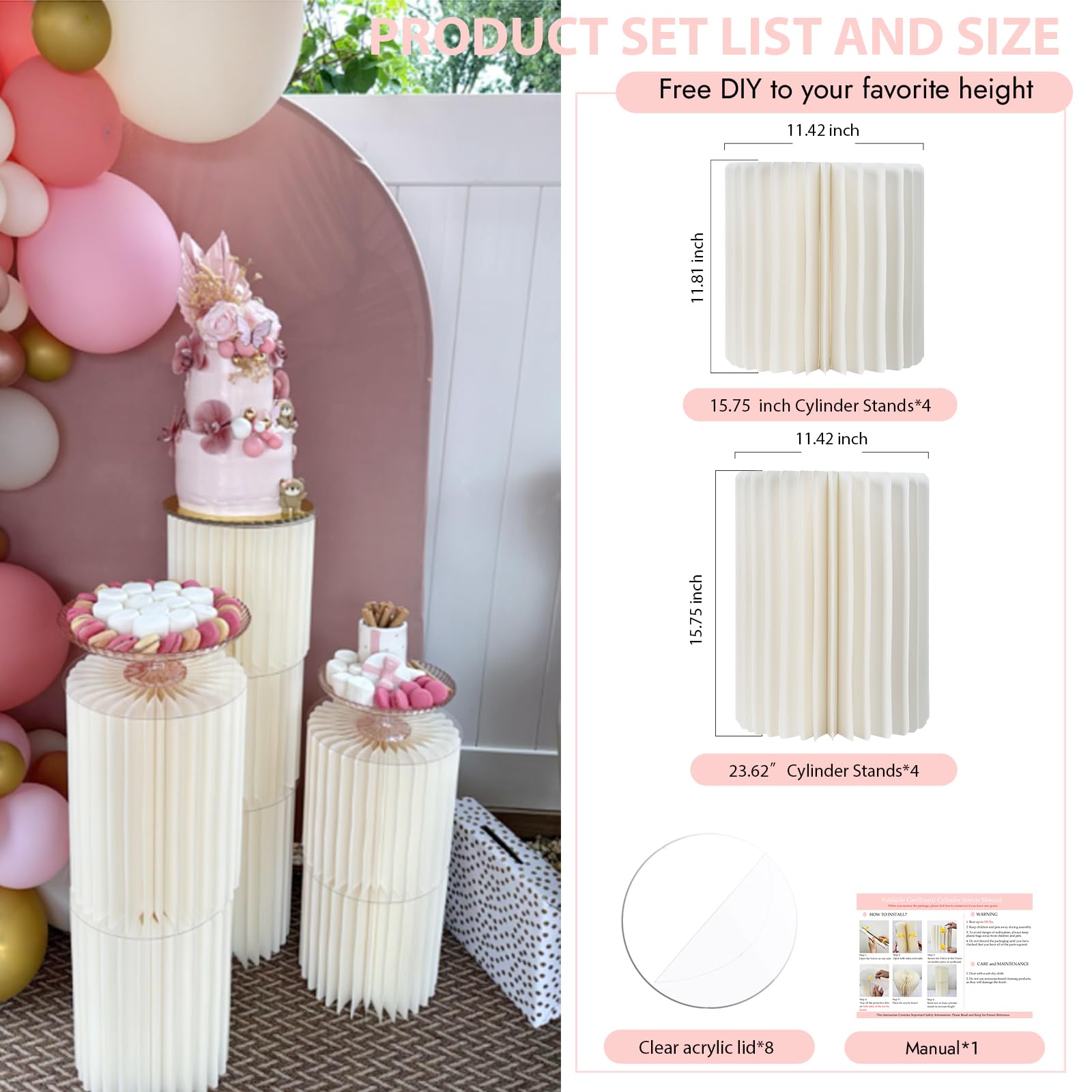 Snapklik.com : WellSign Cylinder Stands For Party Set Of 8, DIY ...