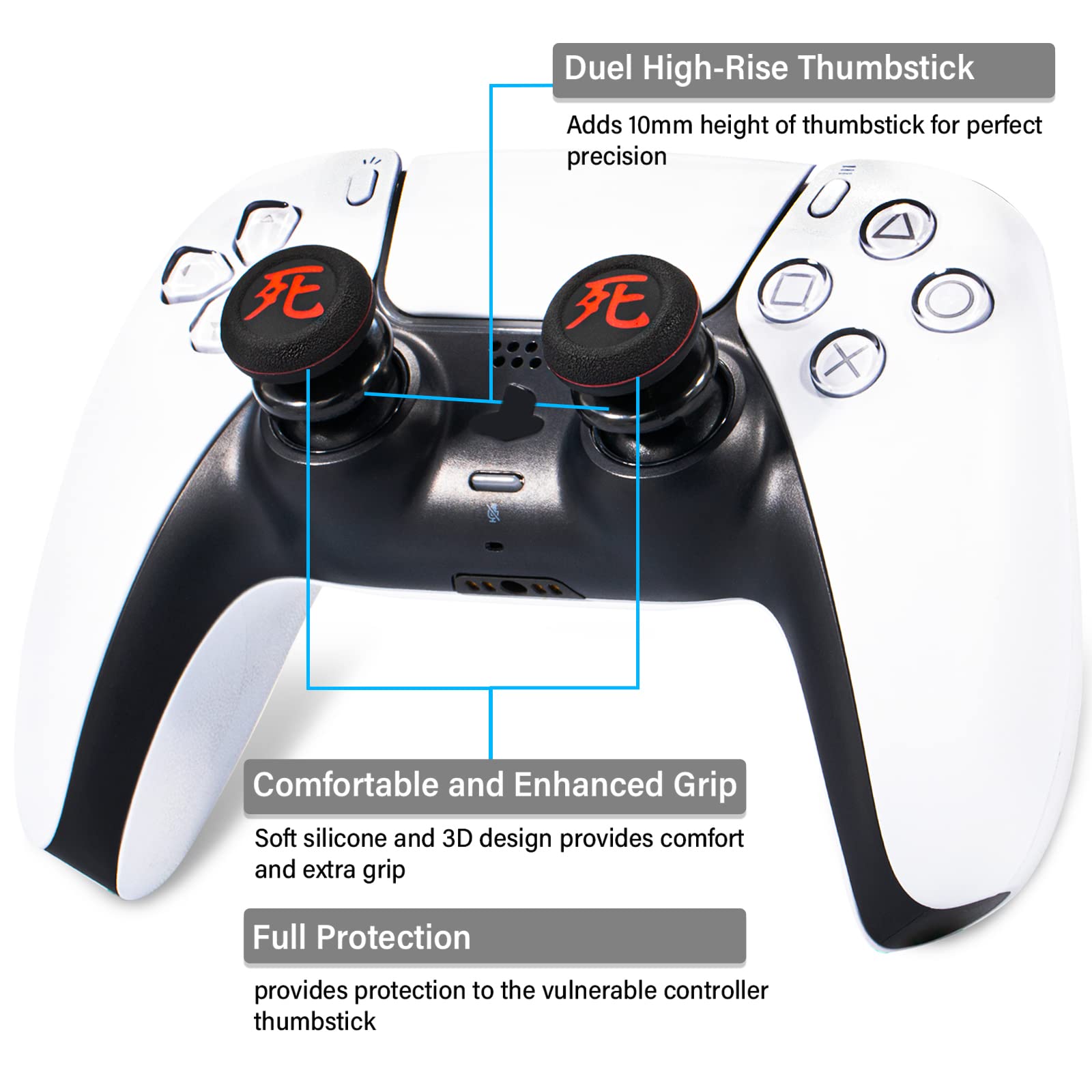 Snapklik.com : Playrealm FPS Thumbstick Extender & Printing Rubber ...