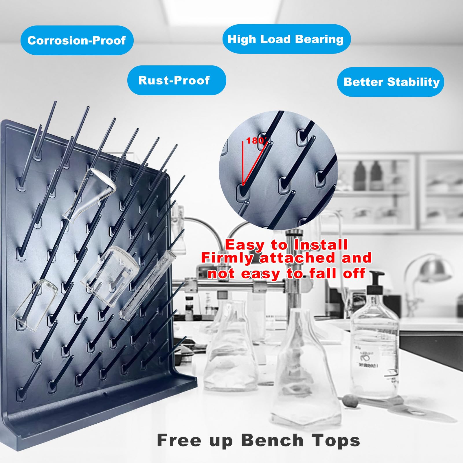 Snapklik.com : Lab Drying Rack 52 Pegs Laboratory Cabinets Glass Drying ...